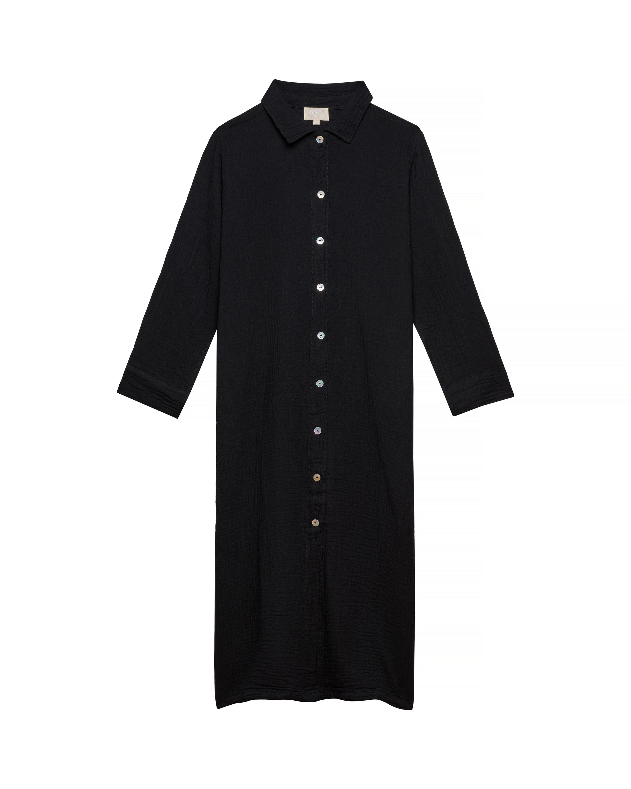 Shell Shirt Dress - Handmade 100% Cotton Collared Button-Down