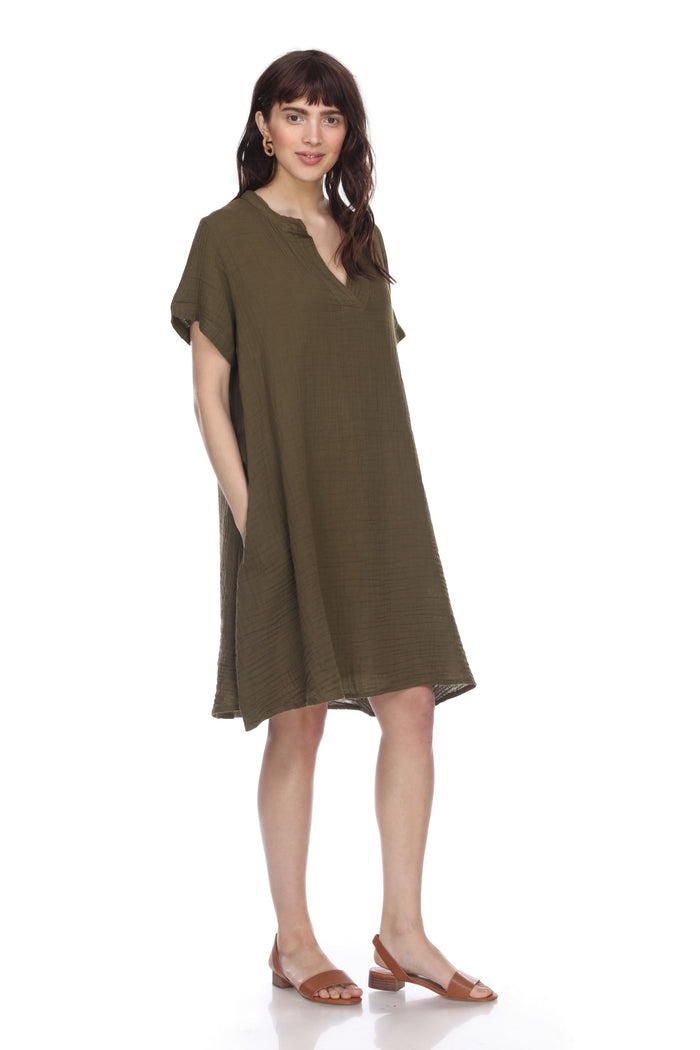 Chelsea Dress - Handmade 100% Cotton V-Neck A-Line